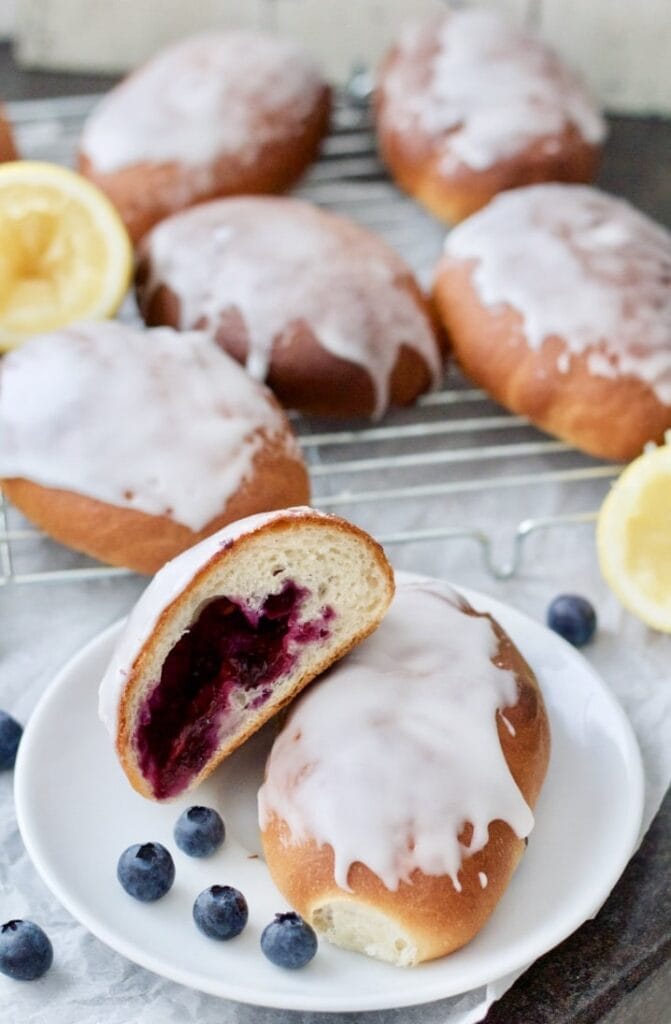 Blueberry Buns with Lemon Glaze (Jagodzianki) - Jo's Kitchen Larder