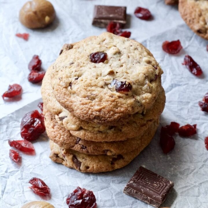 Dark Chocolate Cranberry Chestnut Cookies - Jo's Kitchen Larder