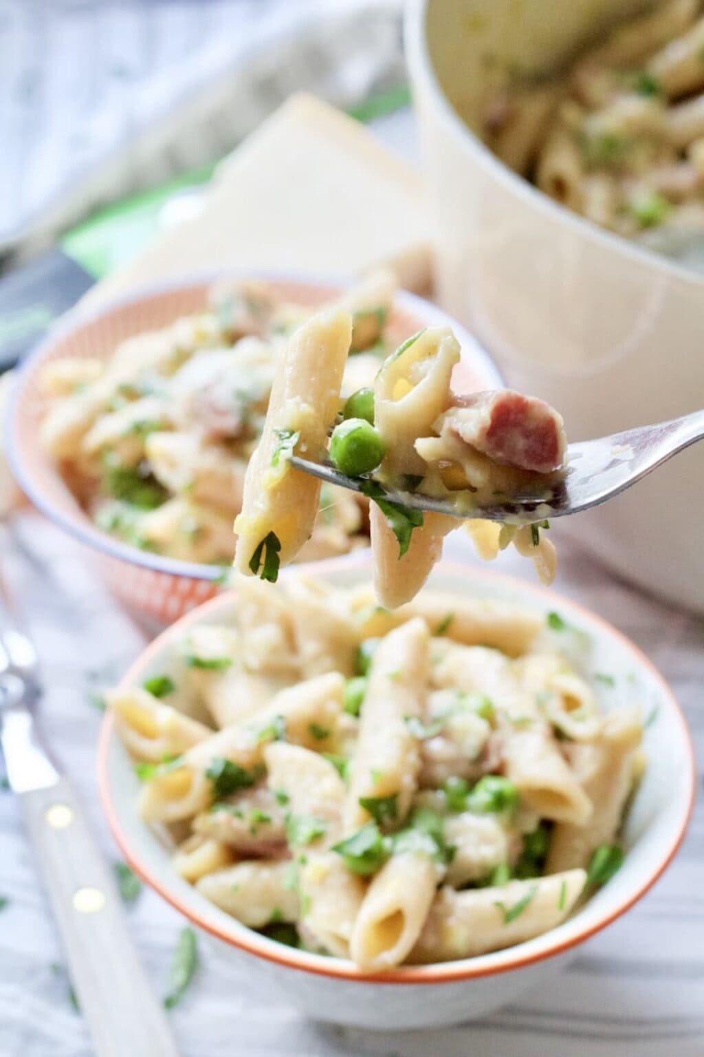 One Pot Leftover Ham and Pea Pasta - Jo's Kitchen Larder