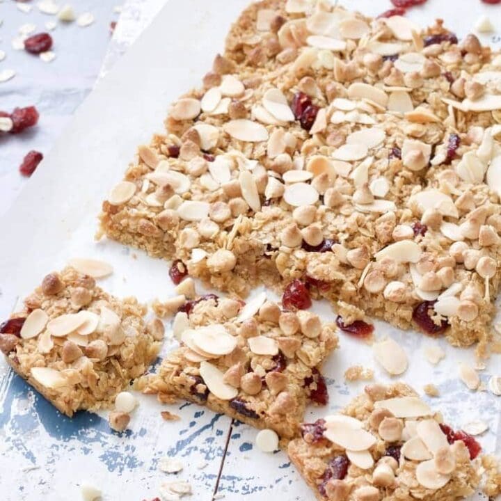 Chewy Cranberry Flapjacks (Granola Bars) - Jo's Kitchen Larder