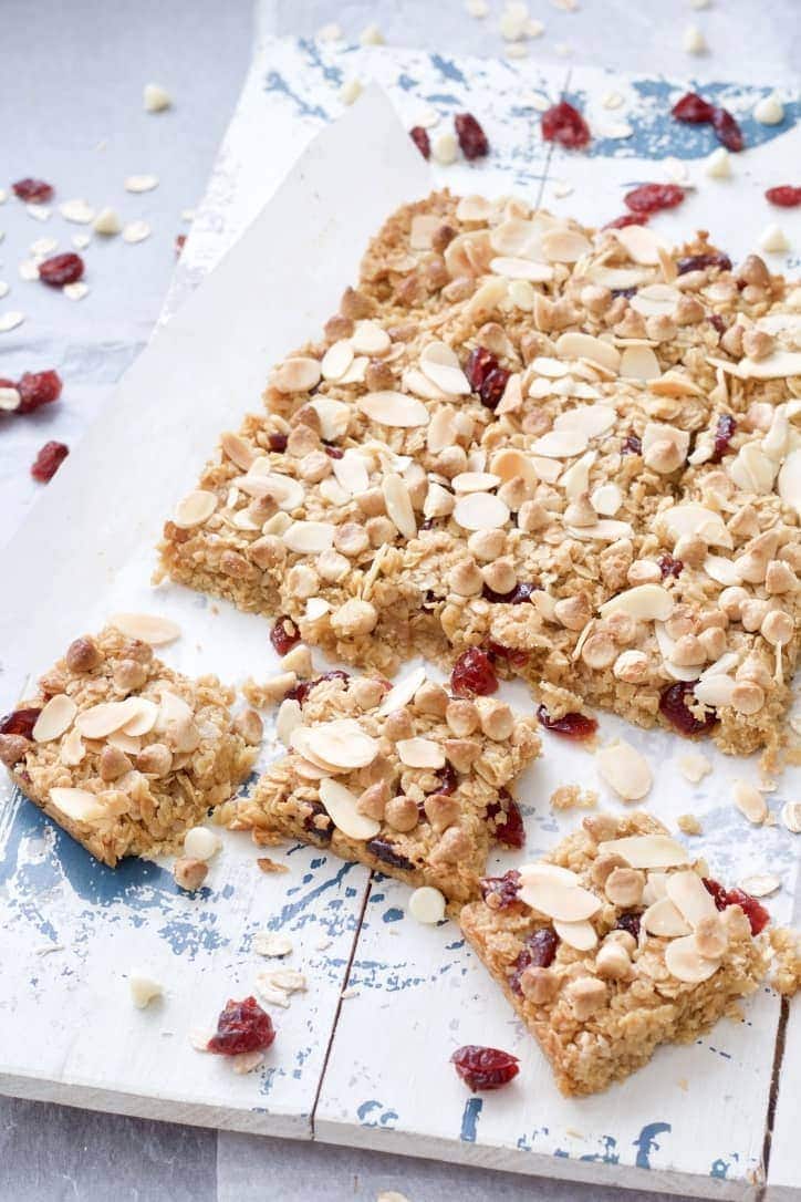 Chewy Cranberry Flapjacks (Granola Bars) - Jo's Kitchen Larder