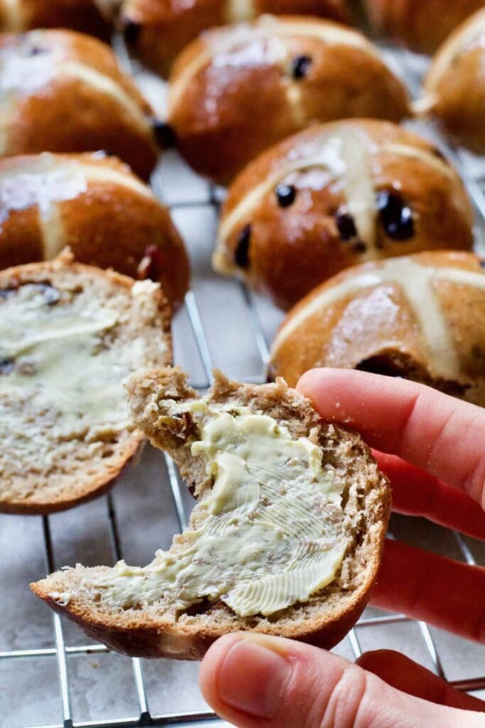 Vegan Hot Cross Buns - Jo's Kitchen Larder
