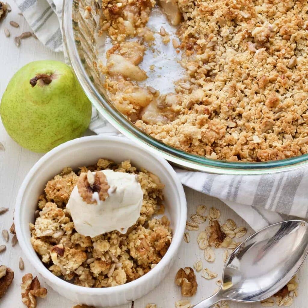 Pear Crumble with Granola Topping (Vegan) - Jo's Kitchen Larder
